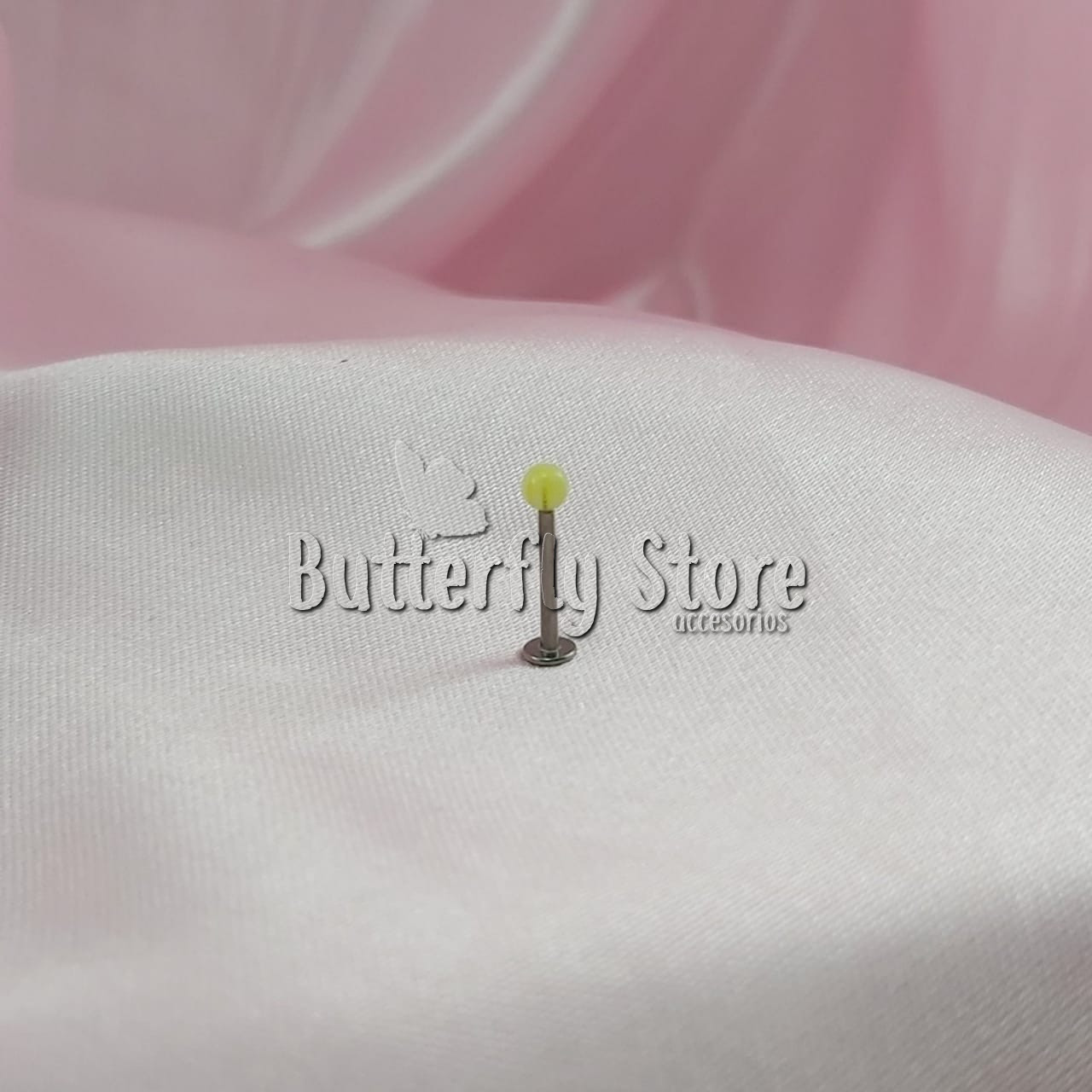 Piercing Mentón con Bolitas Lineas Amarillas (253) - Butterfly Store